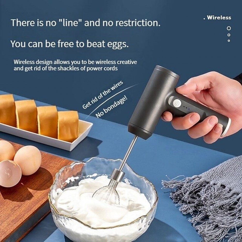 Wireless Electric Food Mixer Portable 3 Speeds Egg Beater Baking Dough ...