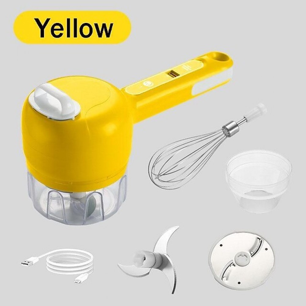 3 IN 1 Wireless Electric Garlic Chopper Crusher Automatic Egg Whisk USB ...